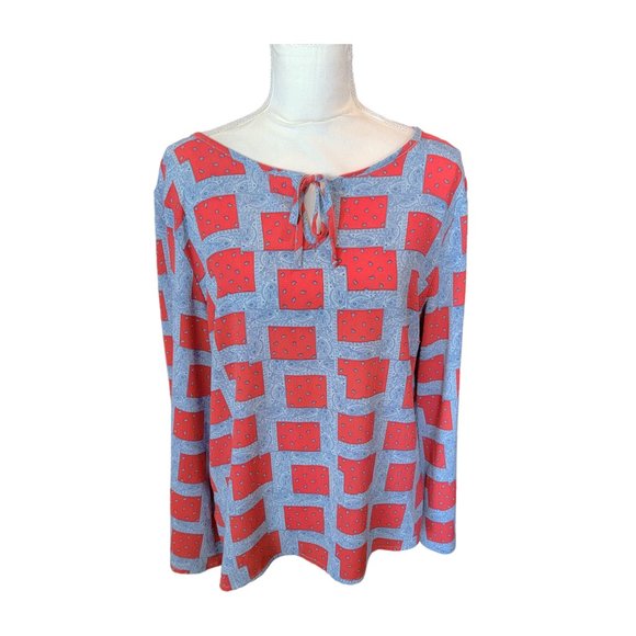 Apostrophe | Tops | Apostrophe Navy And Red Tie In Front Long Sleeve ...